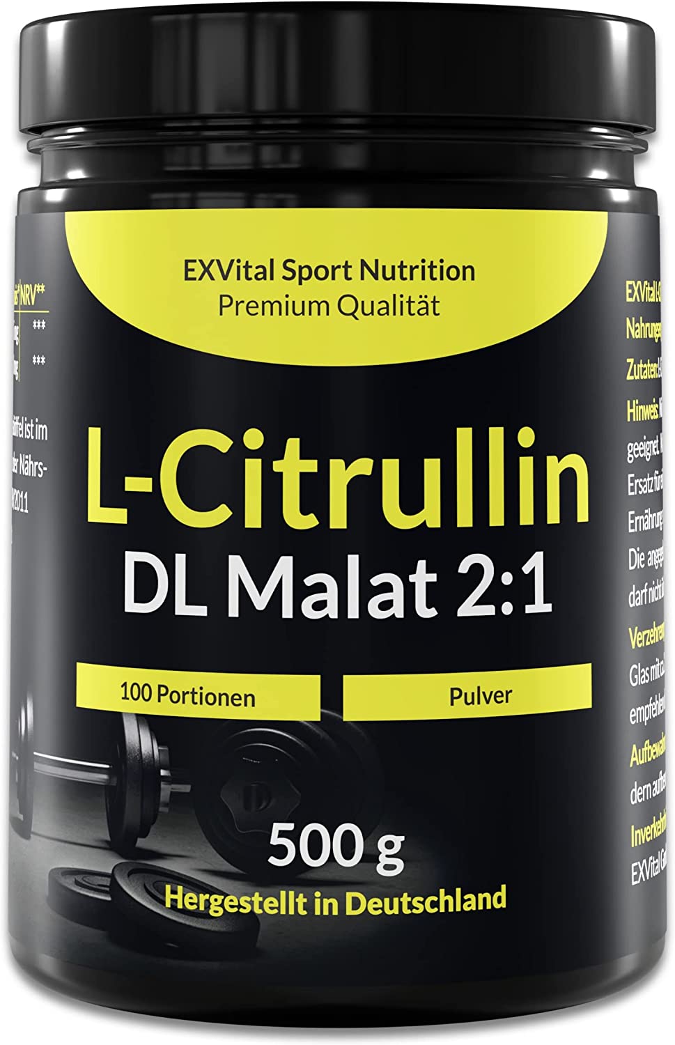 L-Citrullin DL-Malat 2:1 Pulver, 500g von EXVital Sport Nutrition