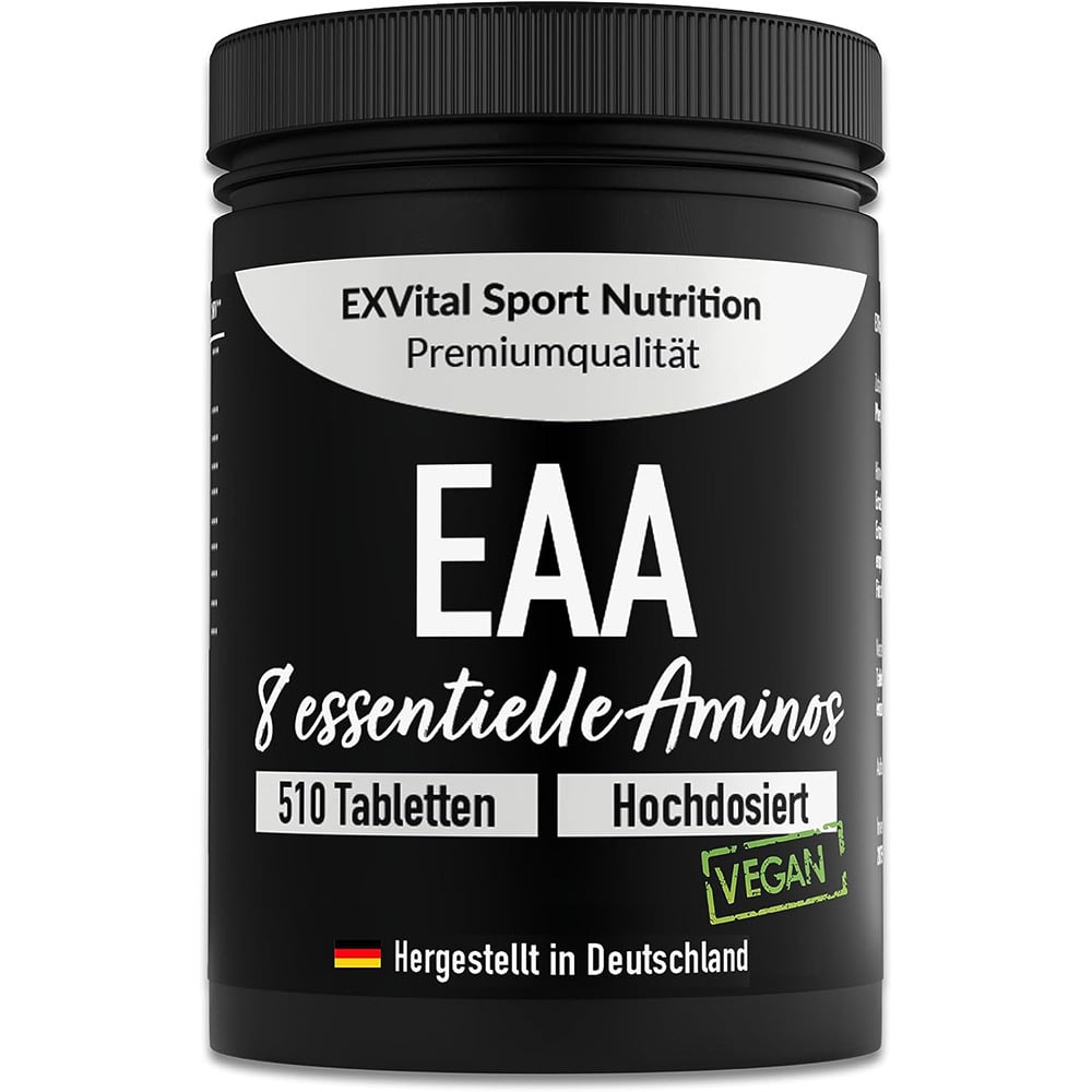 EAA Tabletten mit je 1036mg. Mit 8 essentiellen Aminosäuren | EXVital