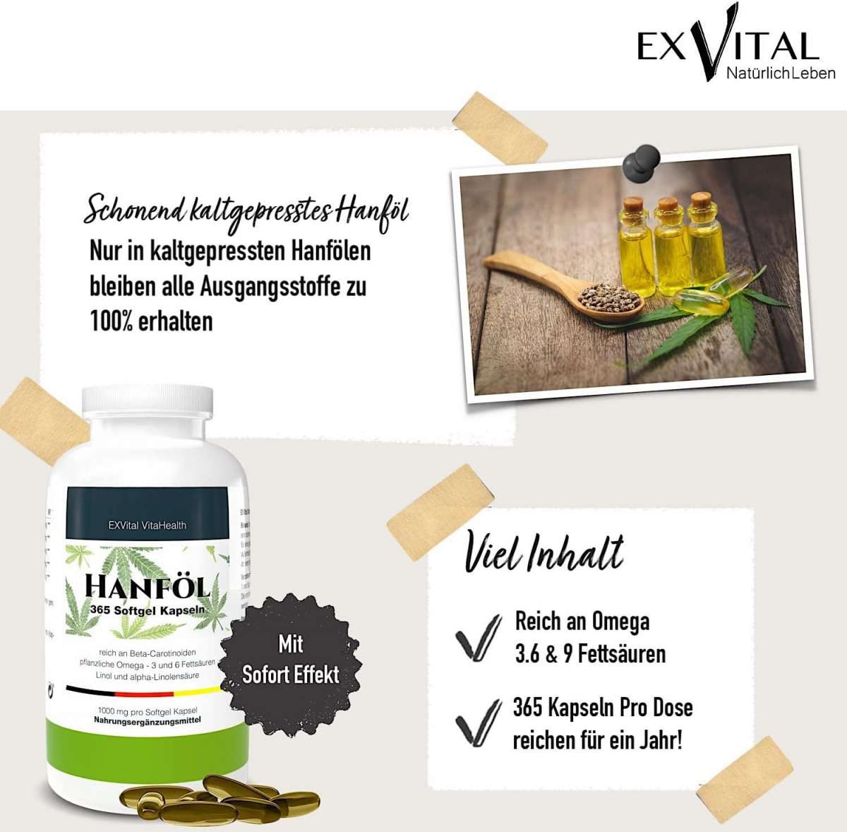 Hanföl Kapseln kaufen: kaltgepresst, 1000mg, schneller Versand